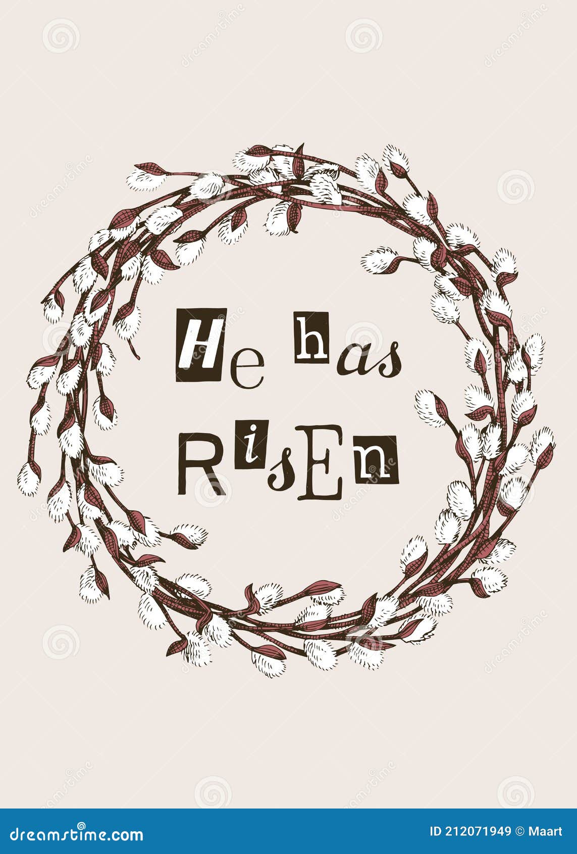 Decorative Frame and Wreath of Ester Willow Stock Vector - Illustration ... Decorative Frame and Wreath of Ester Willow Stock Vector - Illustration ...