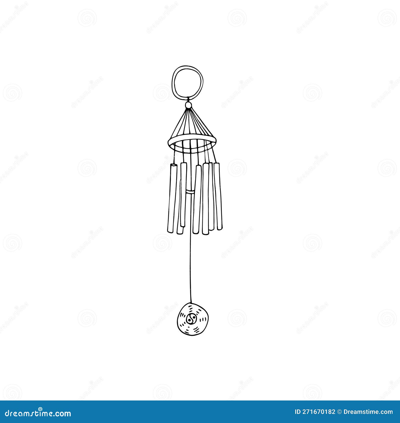 Hand drawn wind chime stock vector. Illustration of metal - 271670182
