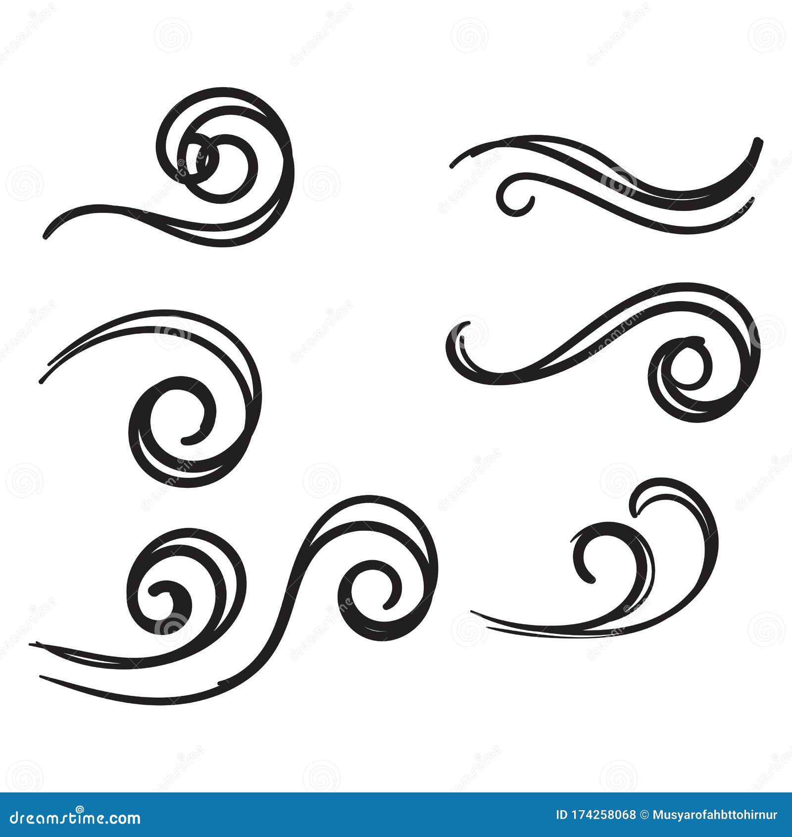 Wind Doodle Blow, Gust Design Isolated On White Background Cartoon ...