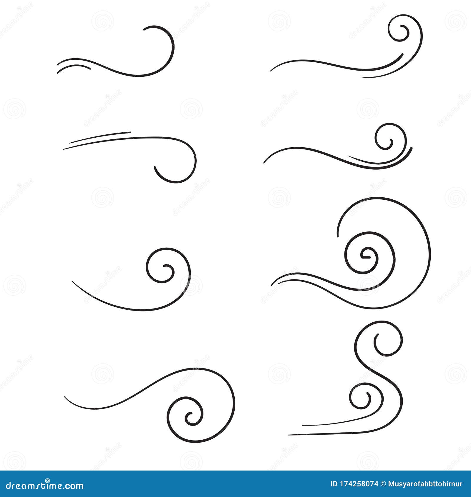 Wind Doodle Blow, Gust Design Isolated On White Background Vector ...