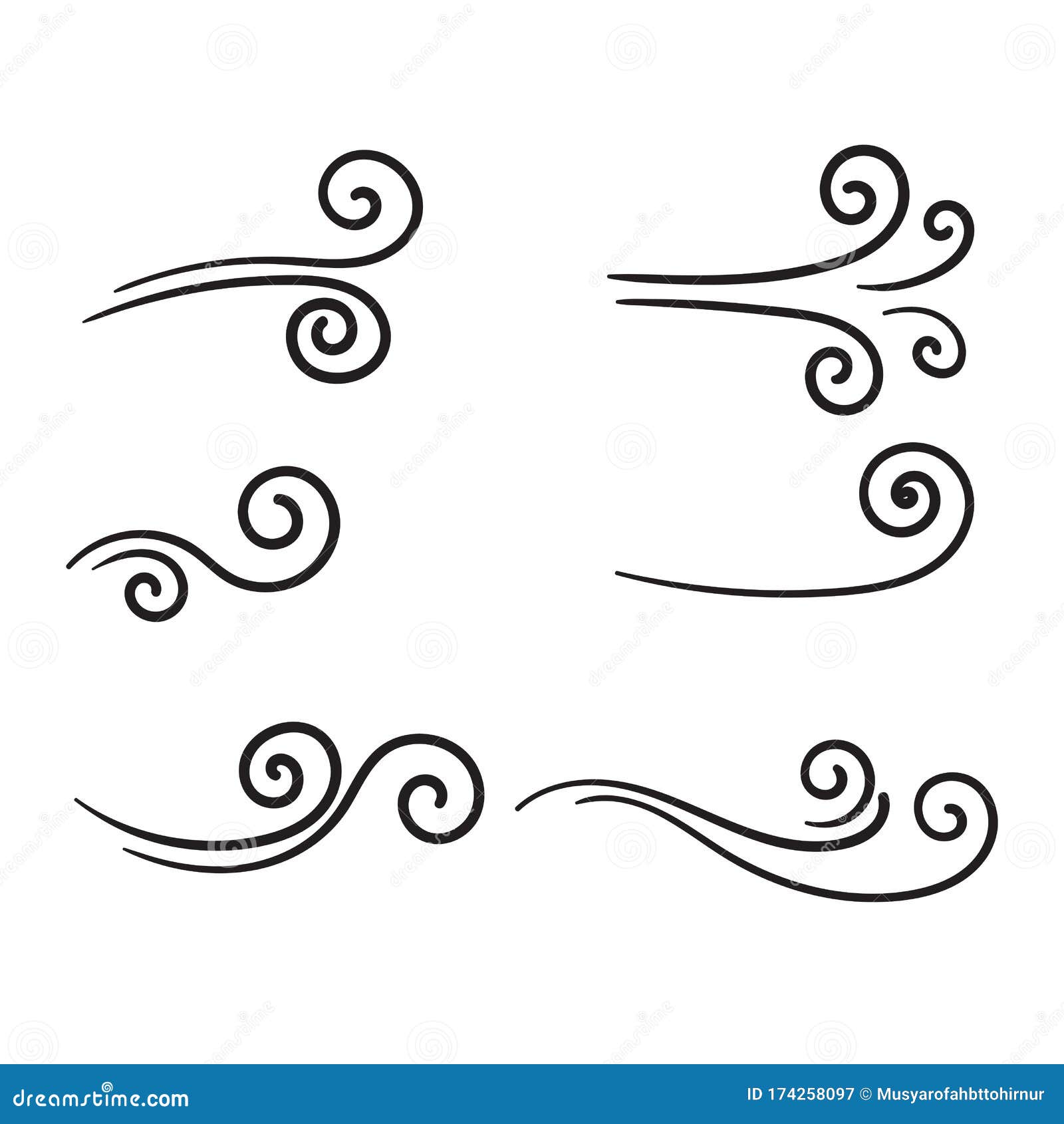 Wind Doodle Blow, Gust Design Isolated On White Background Vector ...