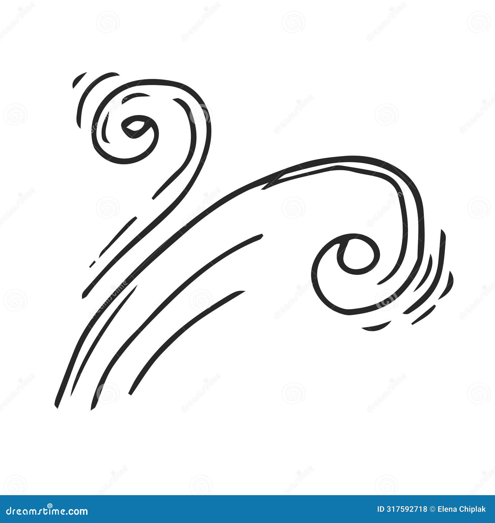 Hand Drawn Wind Doodle Blow, Gust Design Isolated on White Background ...