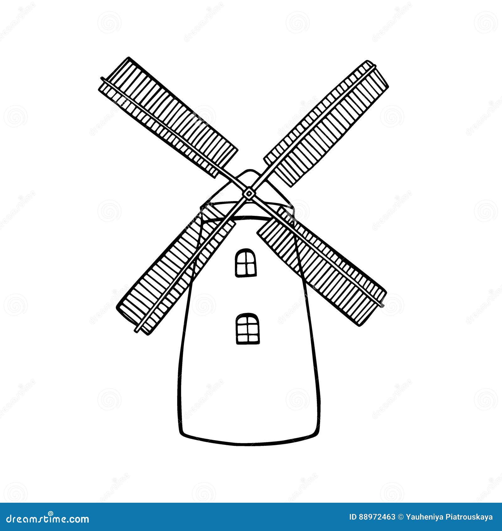 Hand drawn windmill stock vector. Illustration of graphic - 88972463