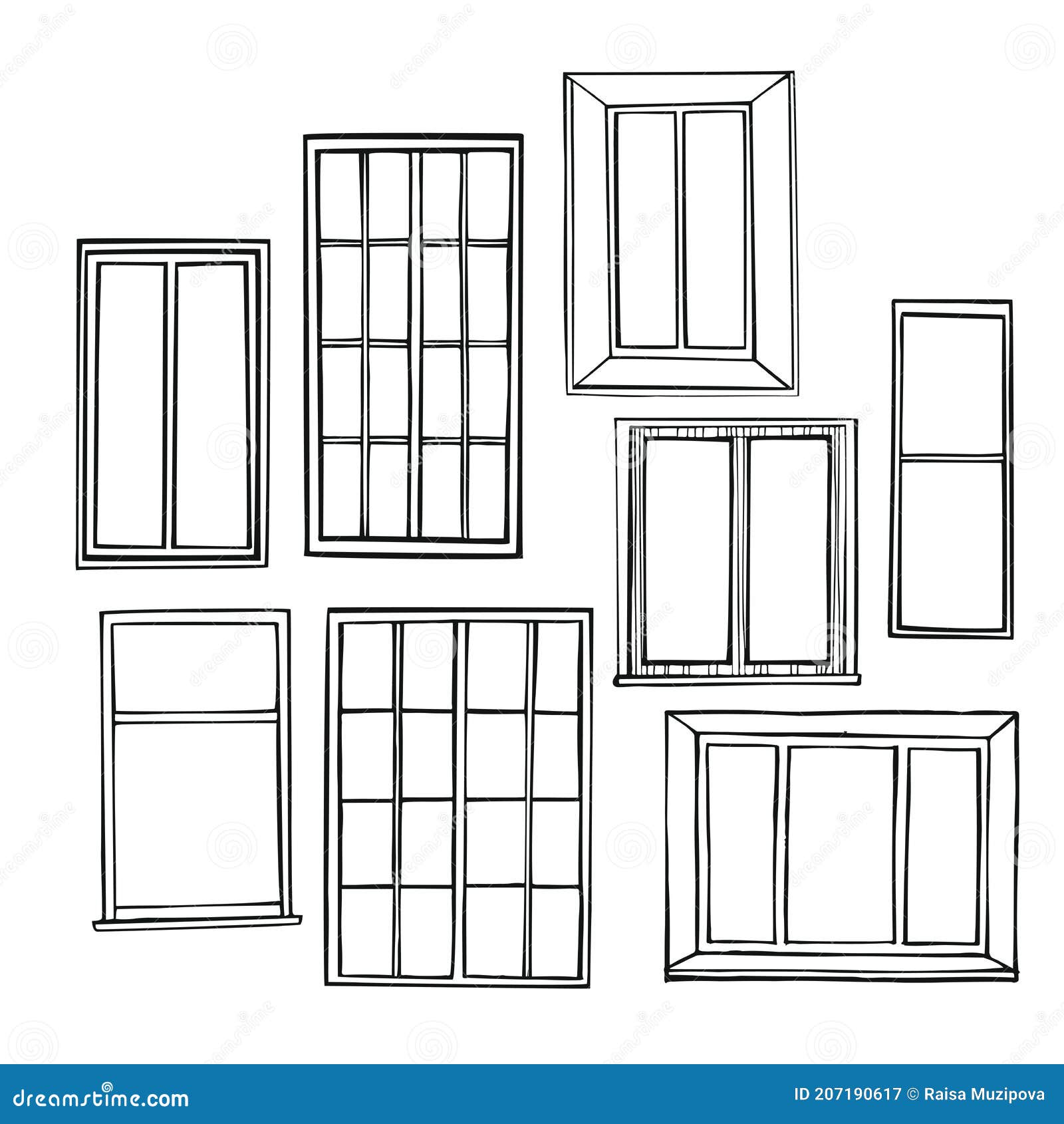 Hand Drawn Windows. Vector Sketch Illustration Stock Vector ...
