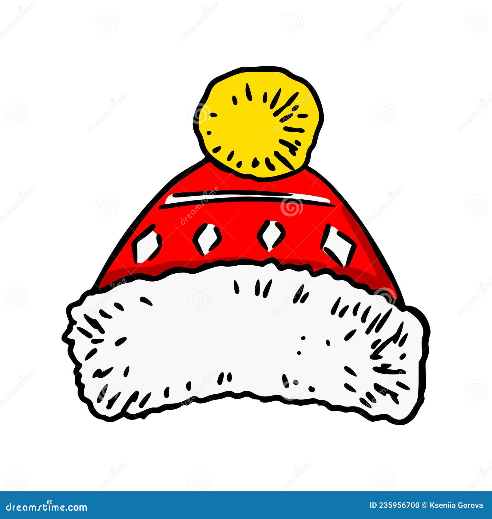 Hand Drawn Winter Red Hat. Vector Illustration Stock Vector ...