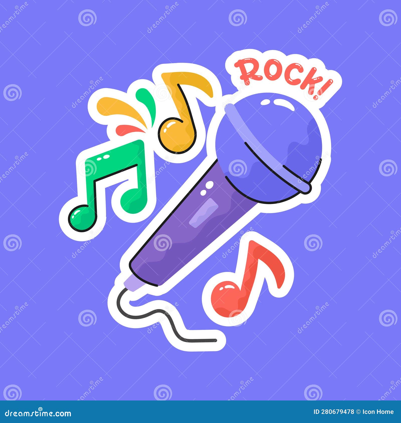 Hand Drawn Wired Microphone, Sticker or Singing Mic in Modern Style ...