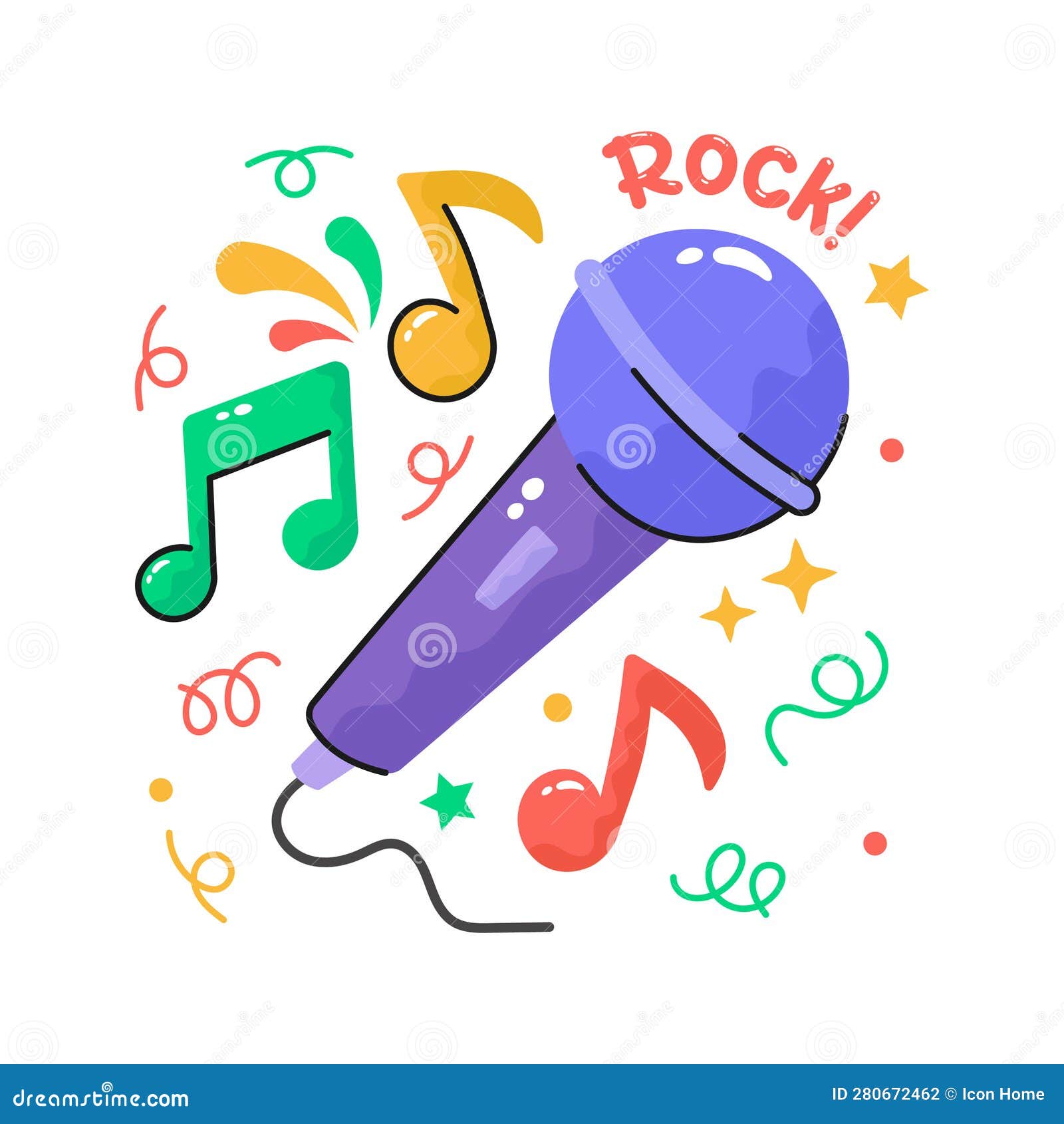 Hand Drawn Wired Microphone, Sticker or Singing Mic in Modern Style ...