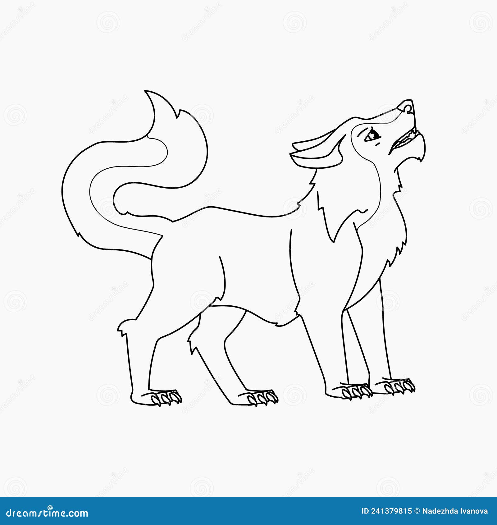 Hand Drawn Wolf Outline Illustration Vector Illustration. Stock Vector ...