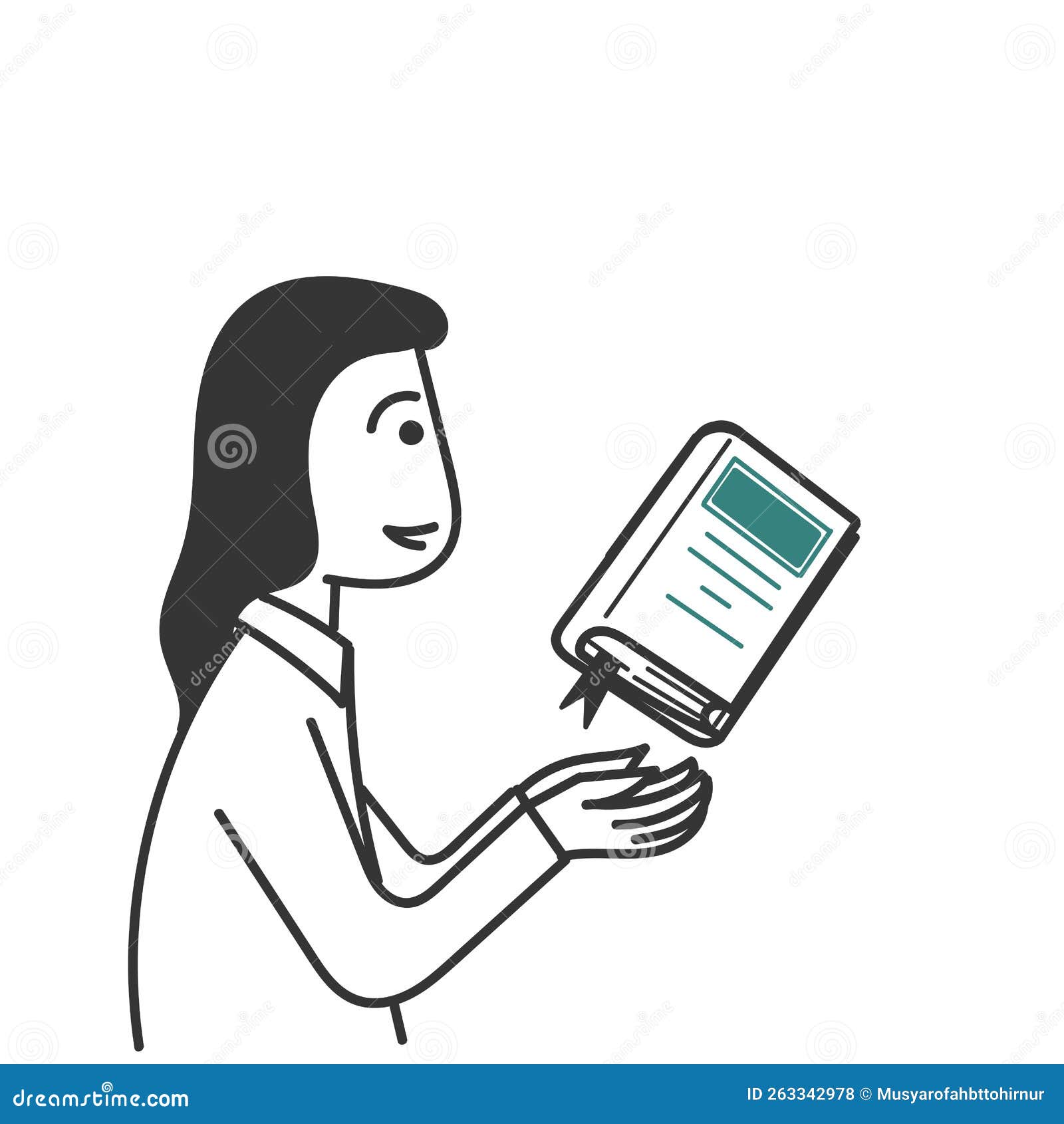 Hand Drawn Woman Hand Holding Book Illustration Vector Stock Vector ...