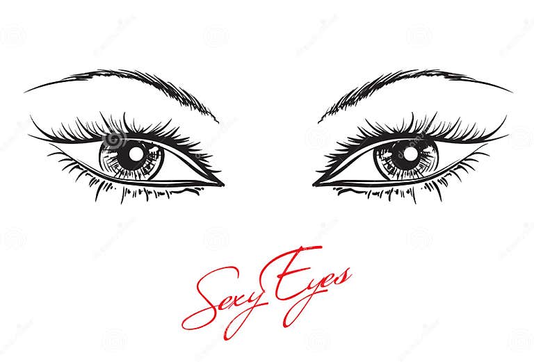 Hand Drawn Woman`s Makeup Stock Vector Illustration Of Elegance
