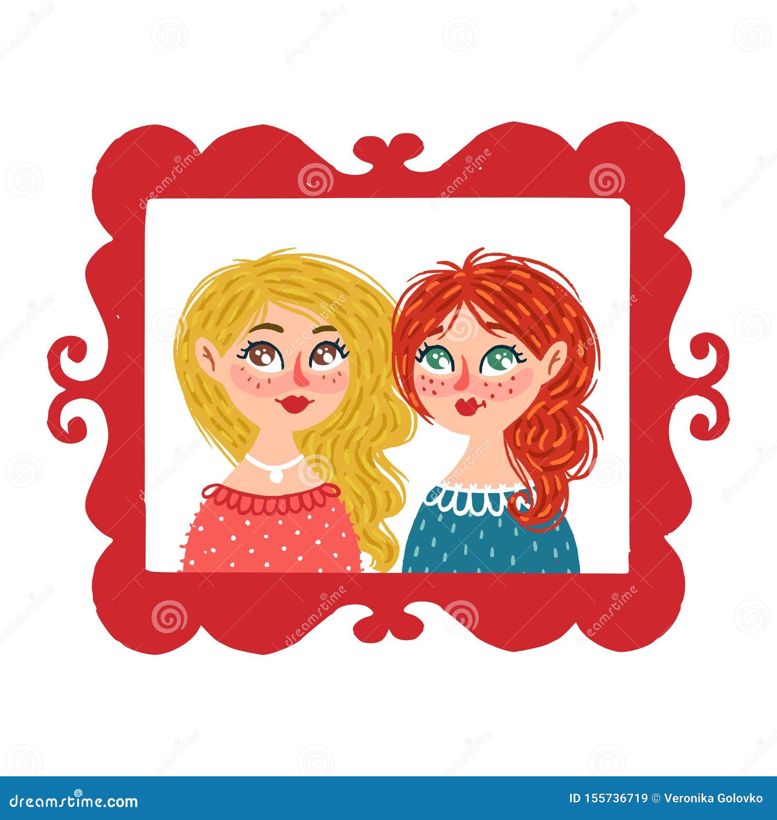 Hand Drawn Women with Frame. Stock Vector - Illustration of frame ...