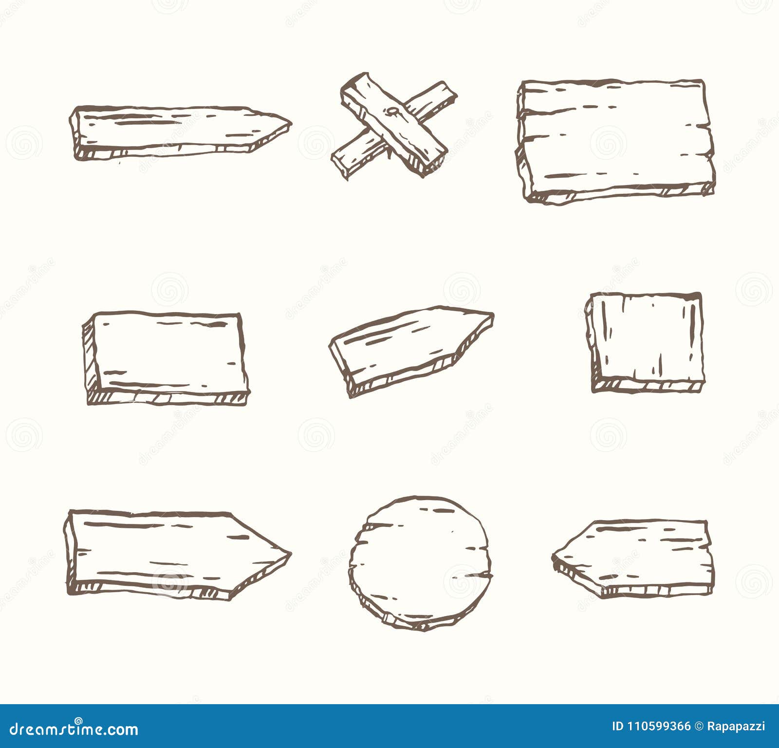Hand drawn wooden signs stock vector. Illustration of background ...