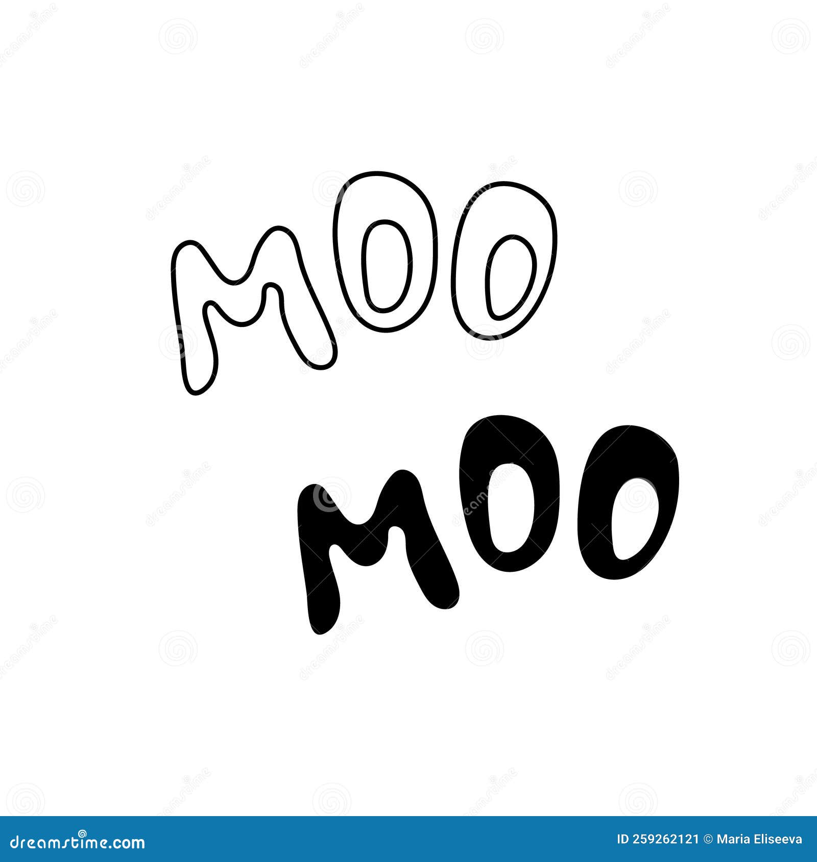 Hand Drawn Word Moo for Design on Dairy and Milk Theme Stock Vector ...