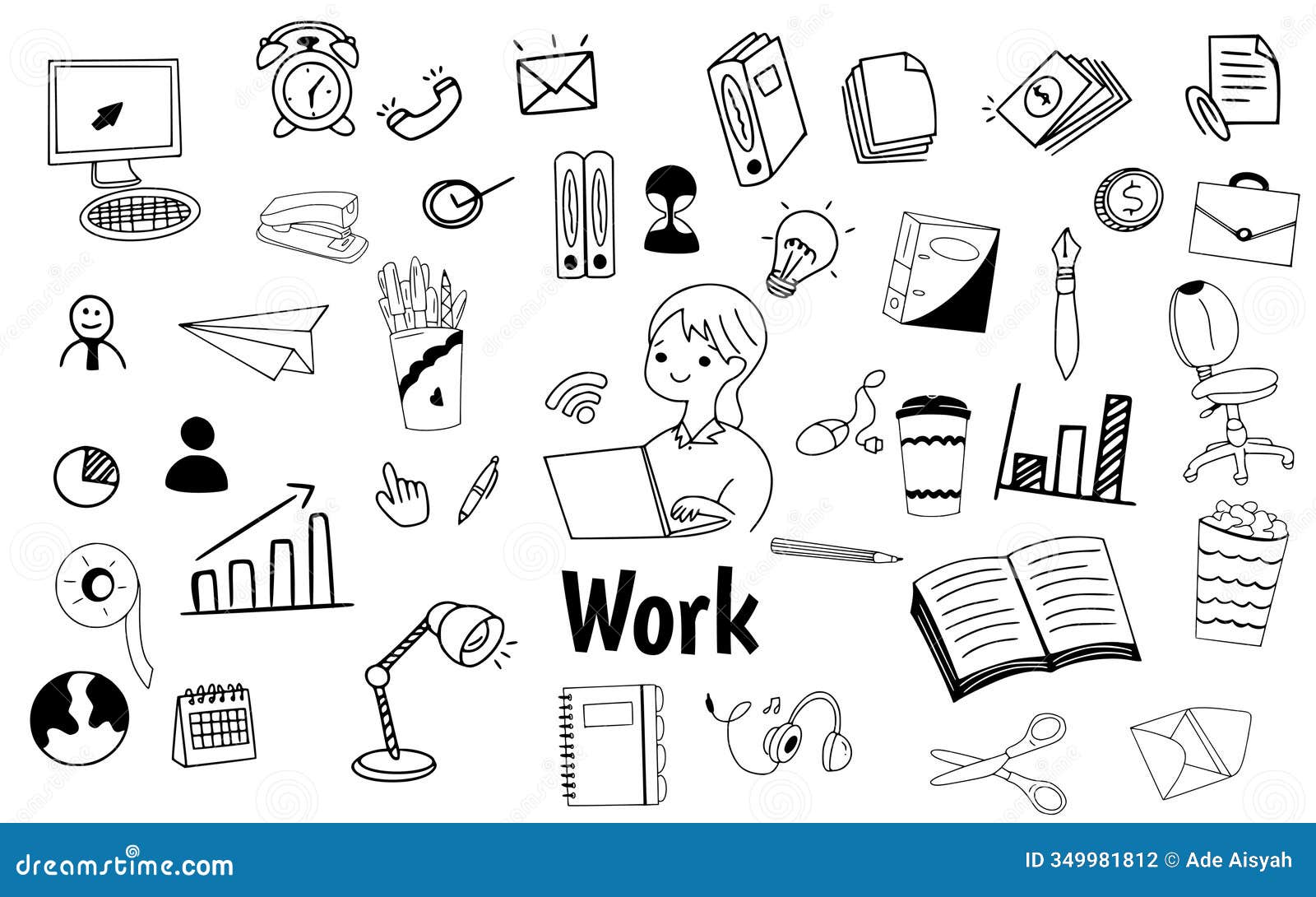 Hand Drawn Work Doodle Decoration Clipart Illustration Set Stock ...