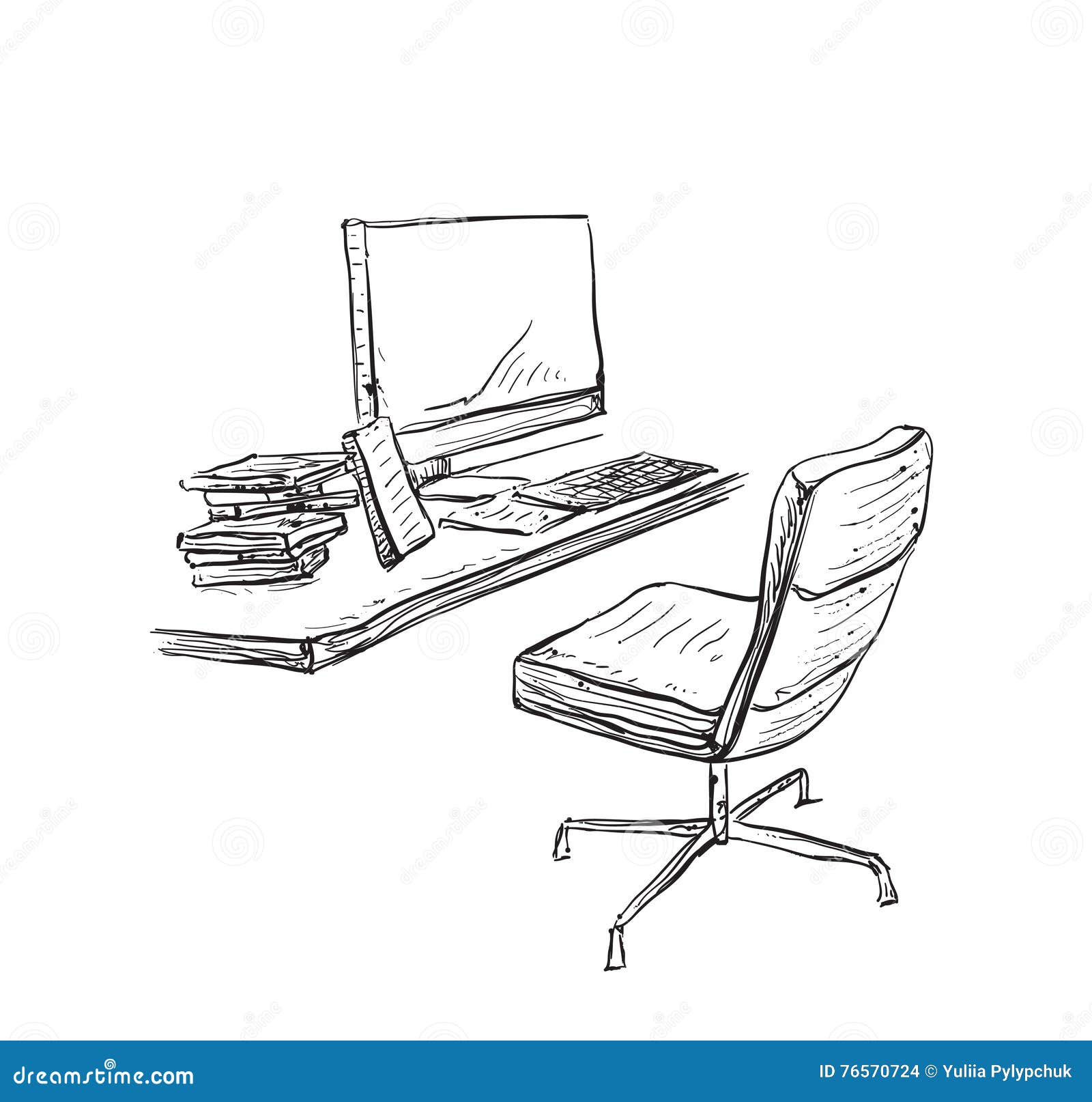 Hand drawn workplace stock vector. Illustration of business - 76570724