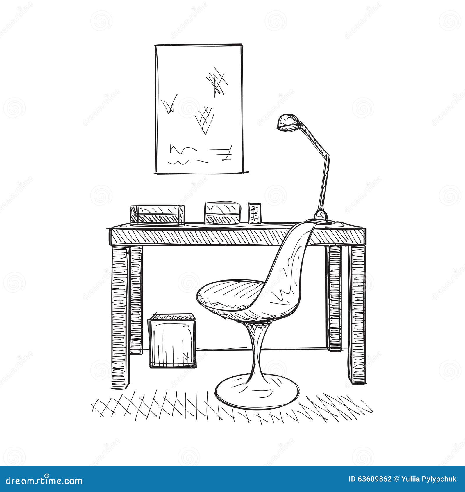 Hand Drawn Workplace Vector Illustration | CartoonDealer.com #63609862