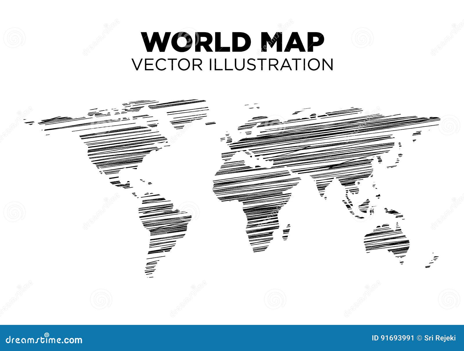 Hand Drawn World Map stock vector. Illustration of australia - 91693991
