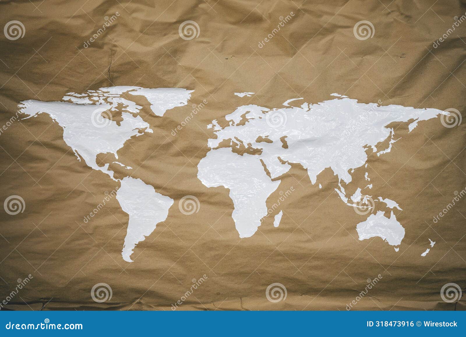 A Brown Piece of Paper that Has a World Map Painted on it Stock Photo ...