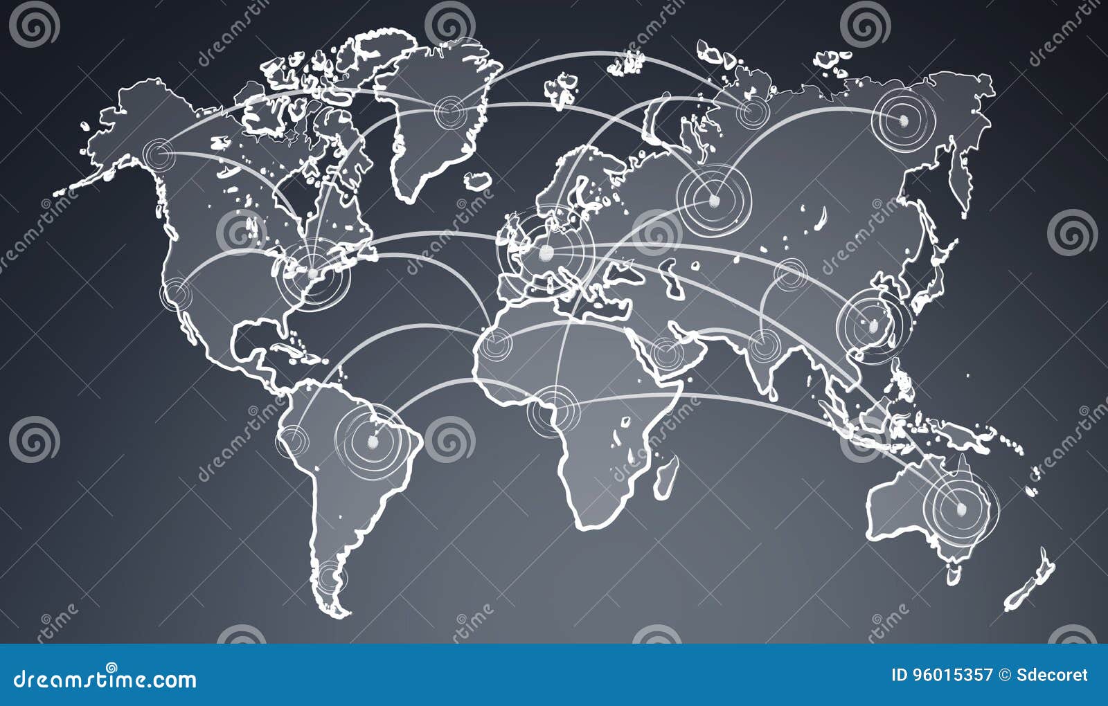 Hand Drawn World Map with Connections Sketch Stock Illustration ...