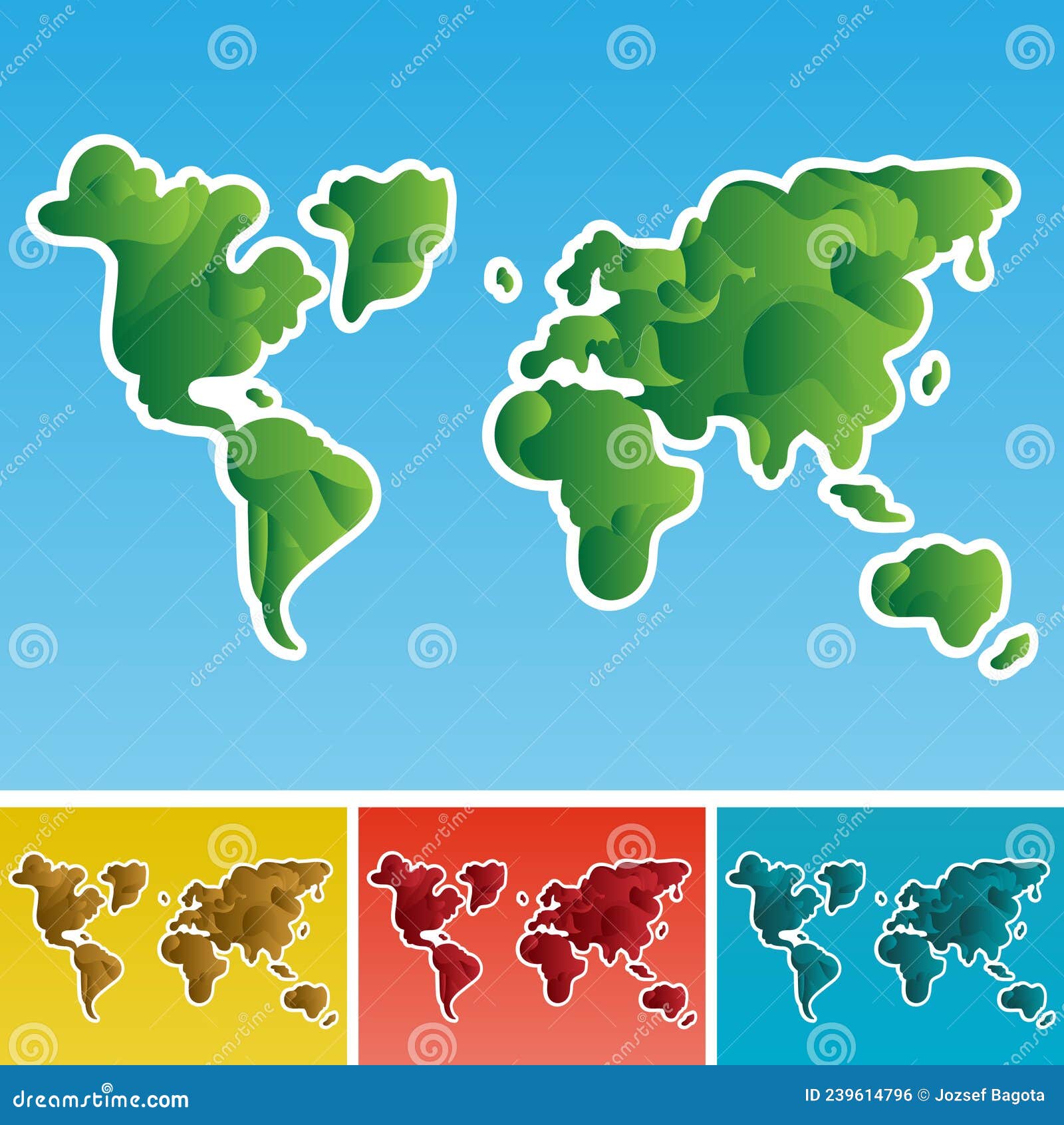 Hand Drawn World Map Design in Different Colors Stock Vector ...