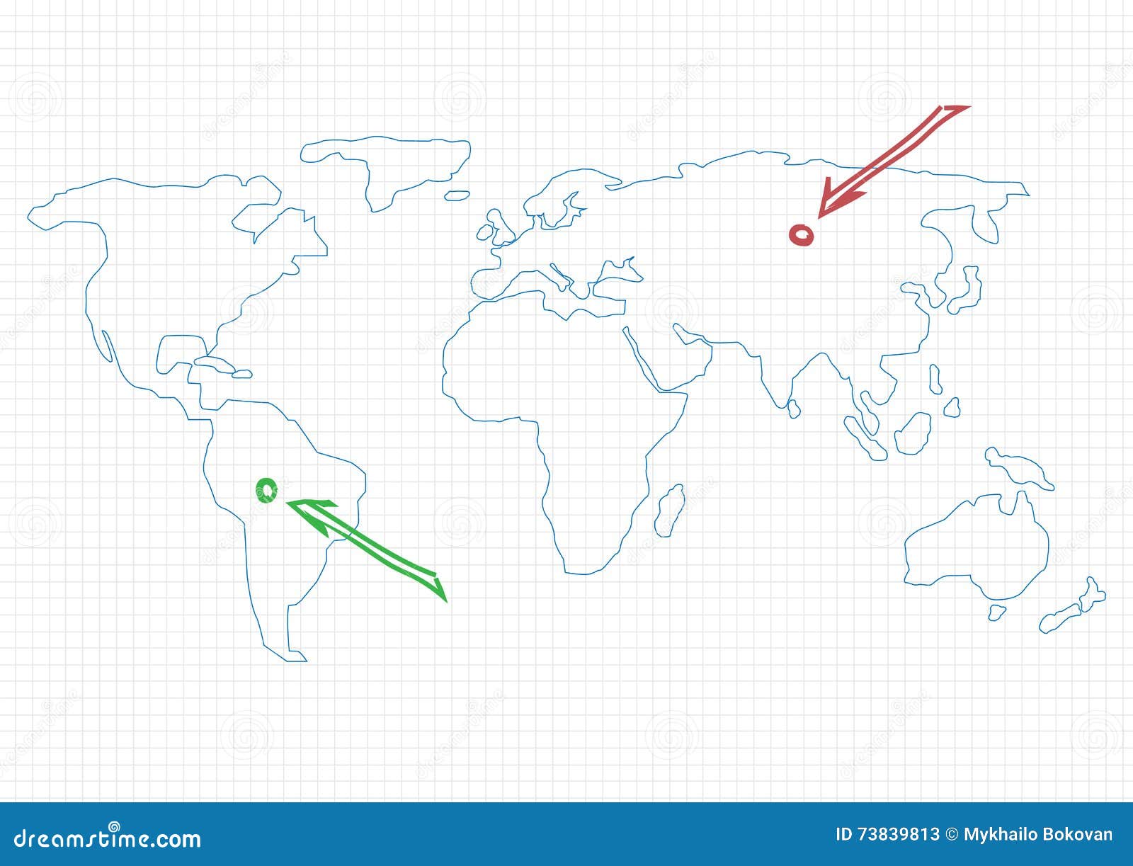Hand drawn world map stock vector. Illustration of school - 73839813