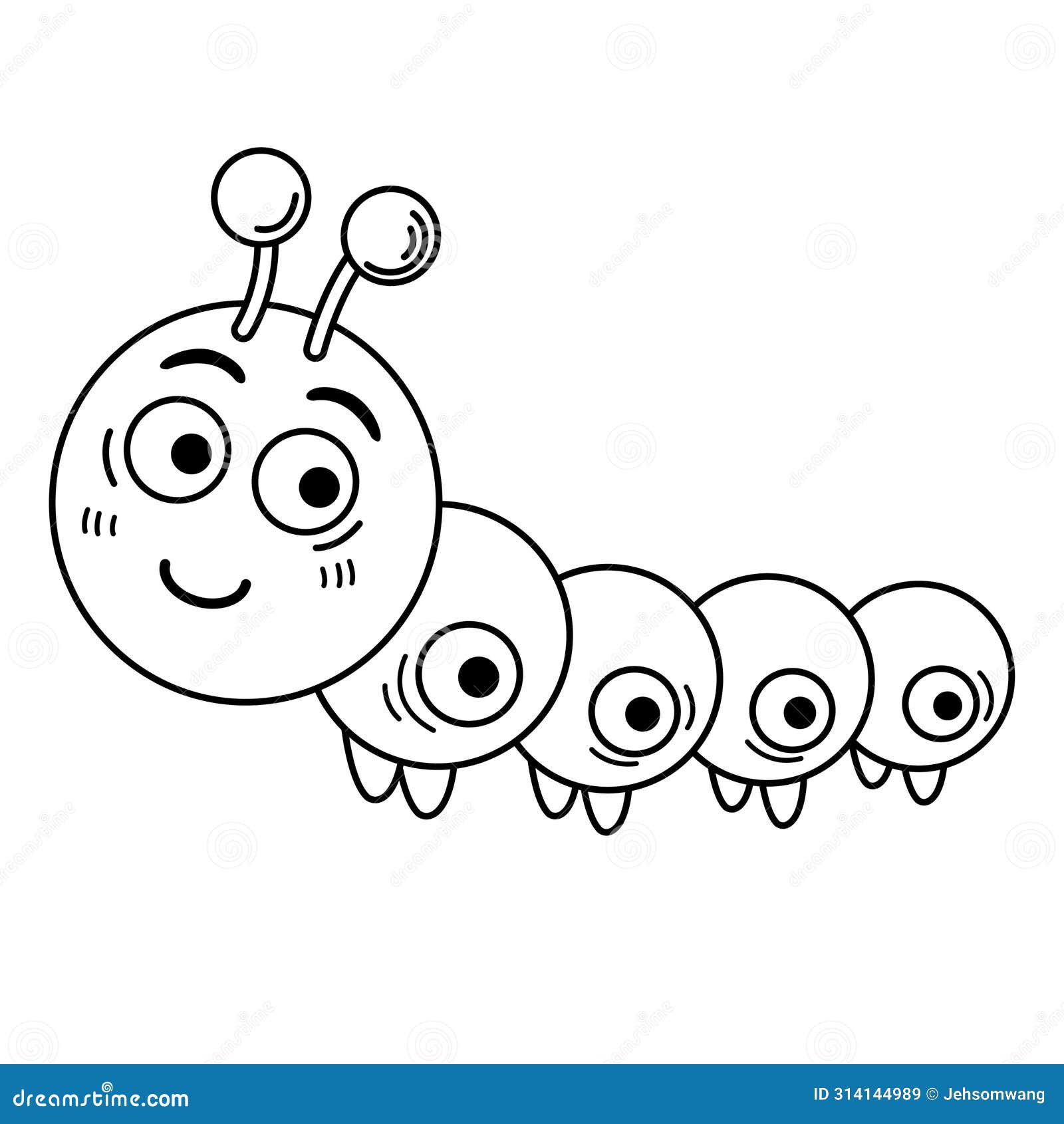 Hand Drawn Worm Character Illustration Stock Vector - Illustration of ...