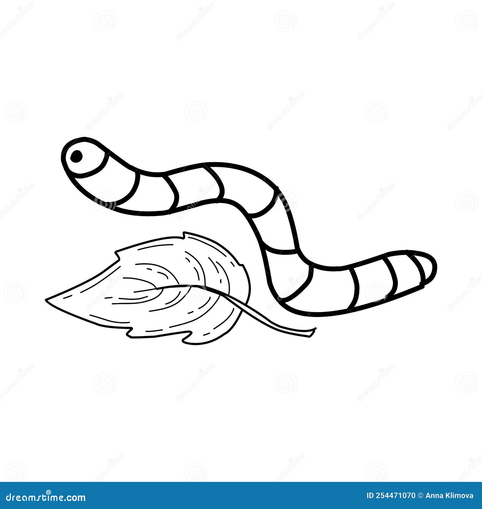 Hand Drawn Worm with Leaf in Doodle Style Stock Vector - Illustration of wildlife, isolated ...