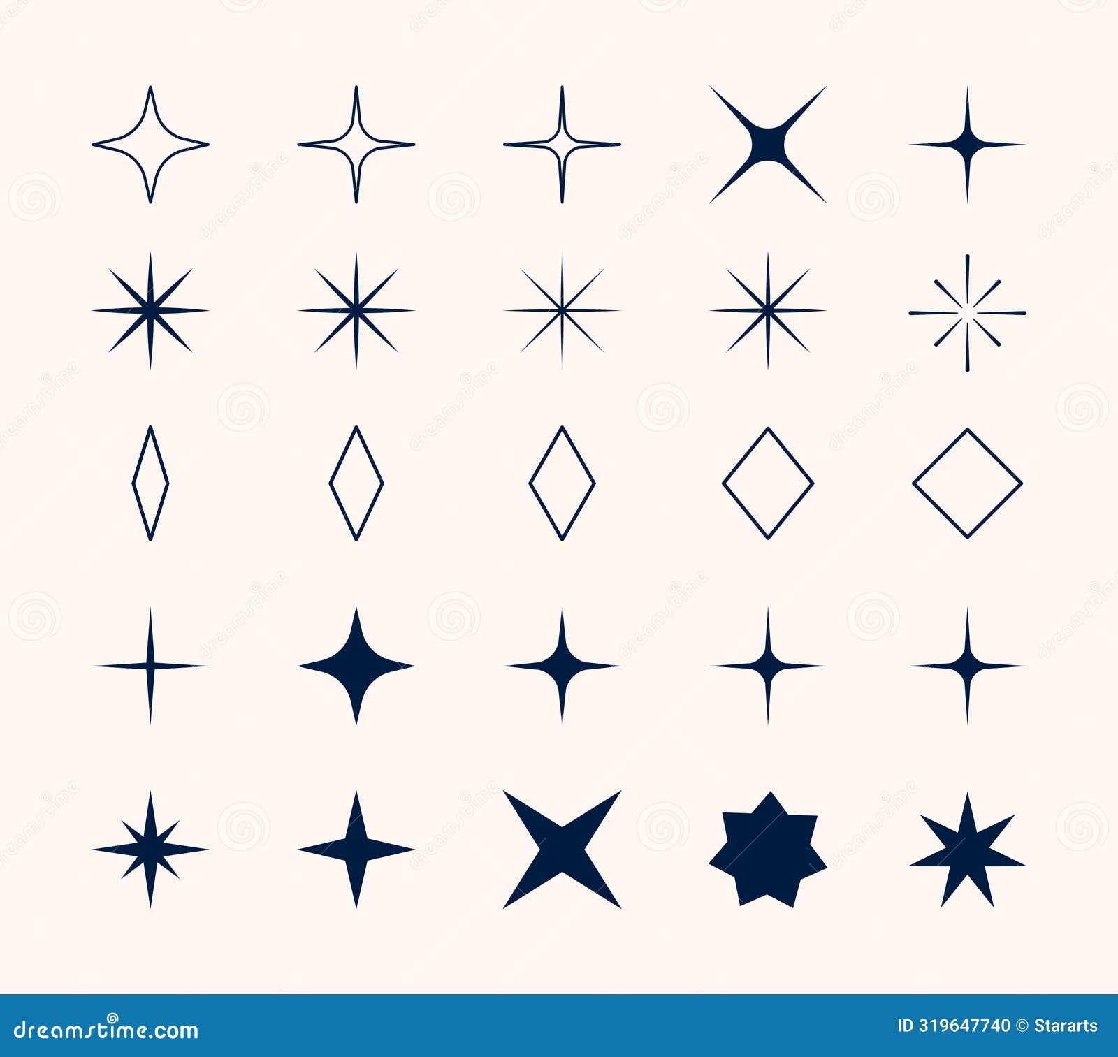 Hand Drawn Y2k Geometric Elements Sign in Set Stock Illustration ...