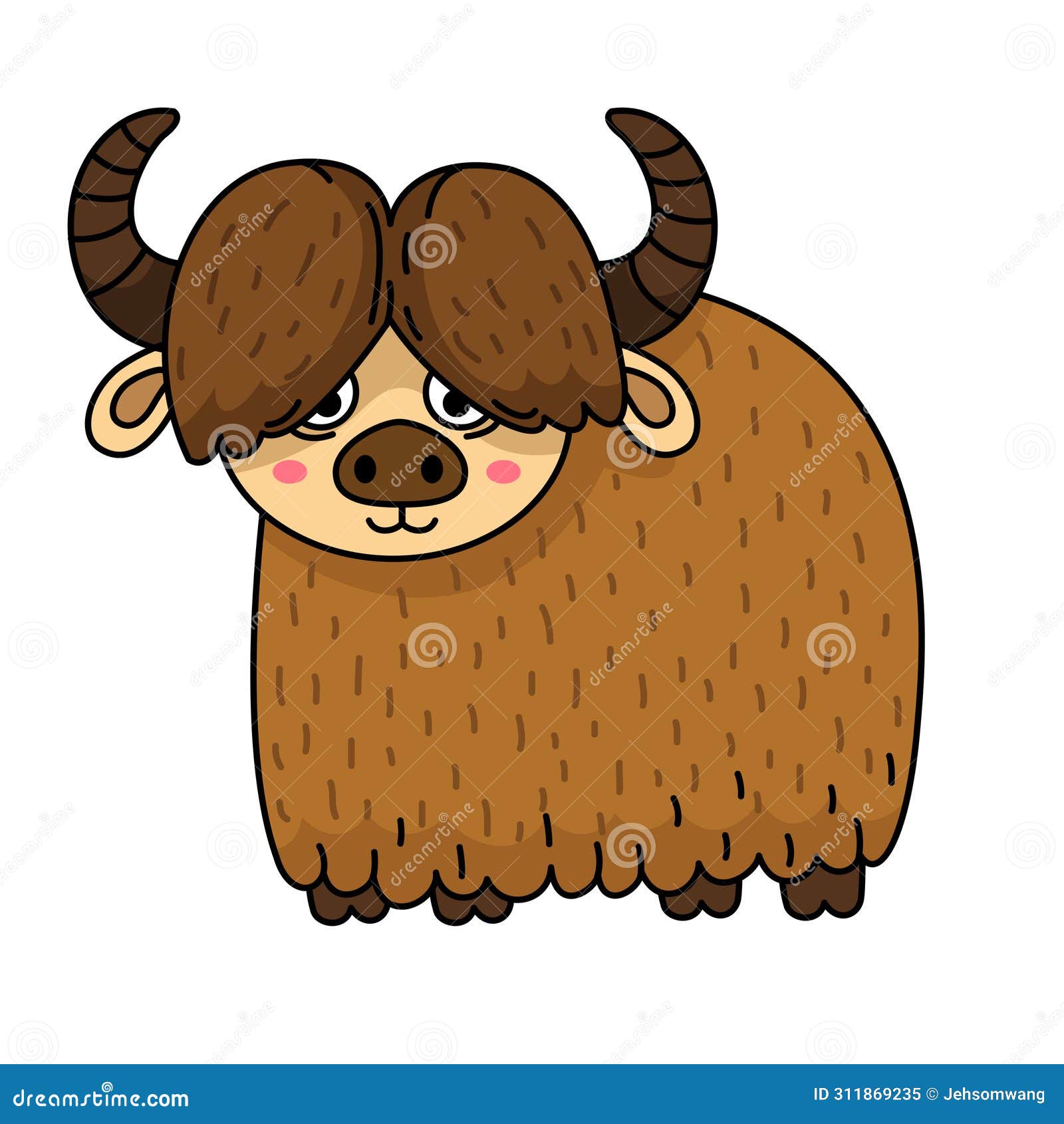 Hand Drawn Yak Character Illustration Stock Illustration - Illustration ...