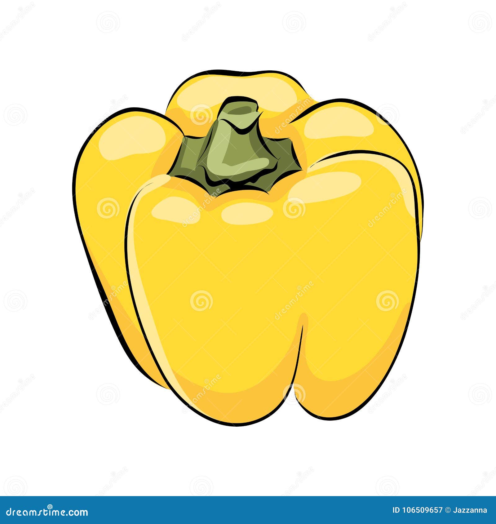 Hand drawn yellow capsicum stock vector. Illustration of vector - 106509657