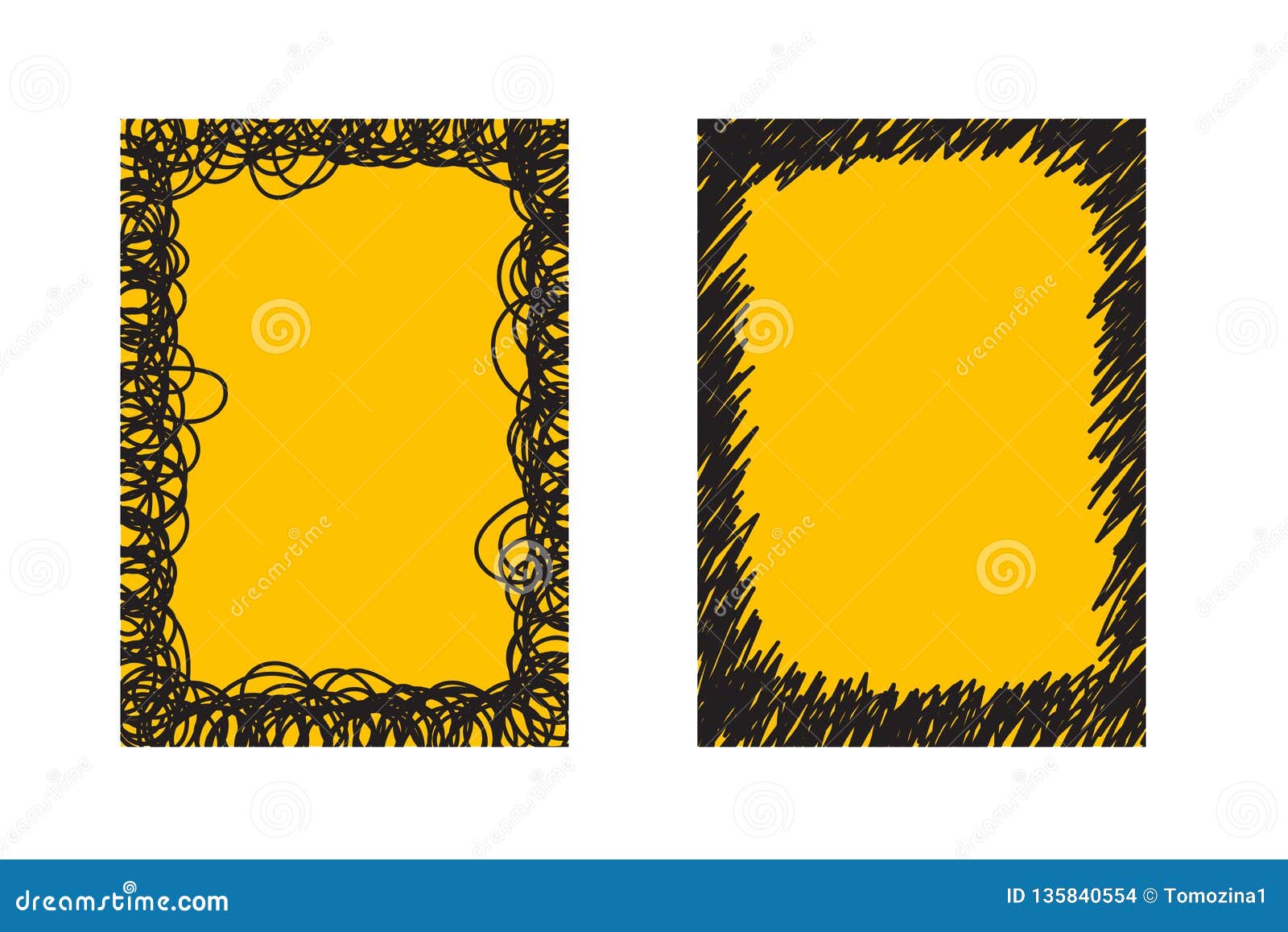 Hand drawn yellow frames stock vector. Illustration of line - 135840554