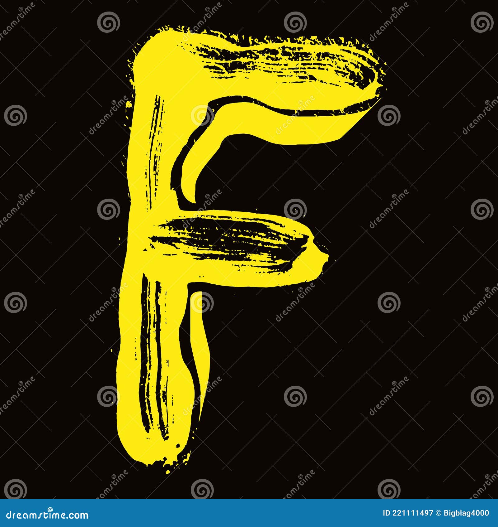 Hand-drawn Yellow Letter on Black Background.Vector Lettering. Stock ...