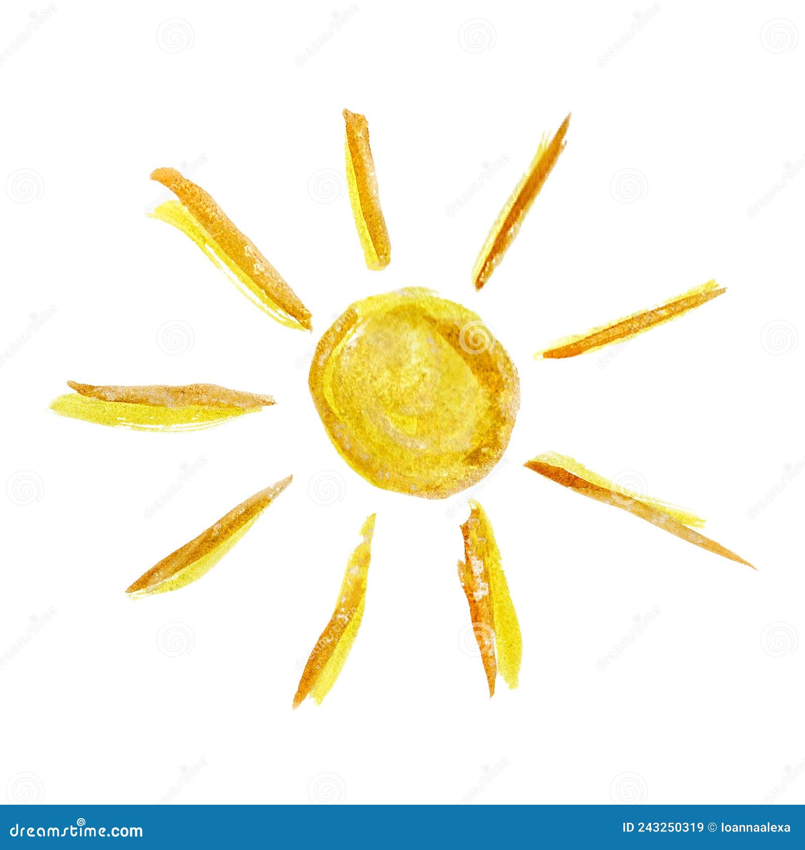 Hand-drawn Yellow Sun with Rays, Isolated Stock Image - Illustration of ...