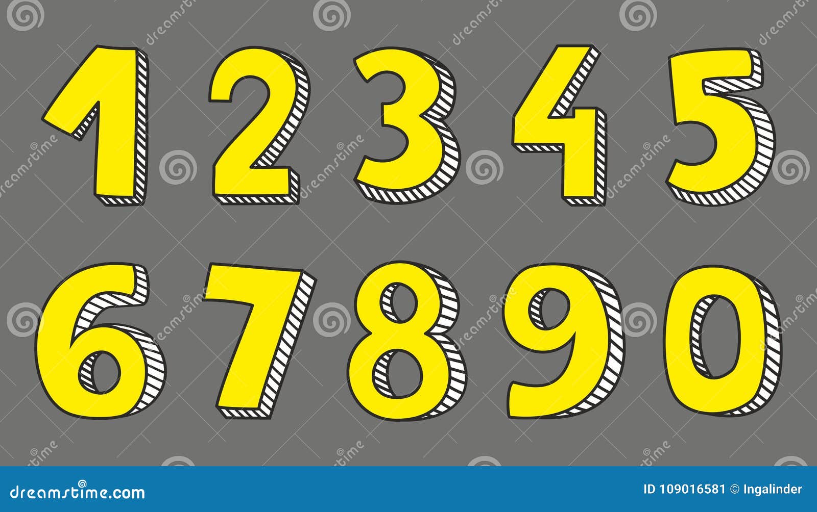 Hand Drawn Yellow Vector Numbers Stock Vector - Illustration of card ...