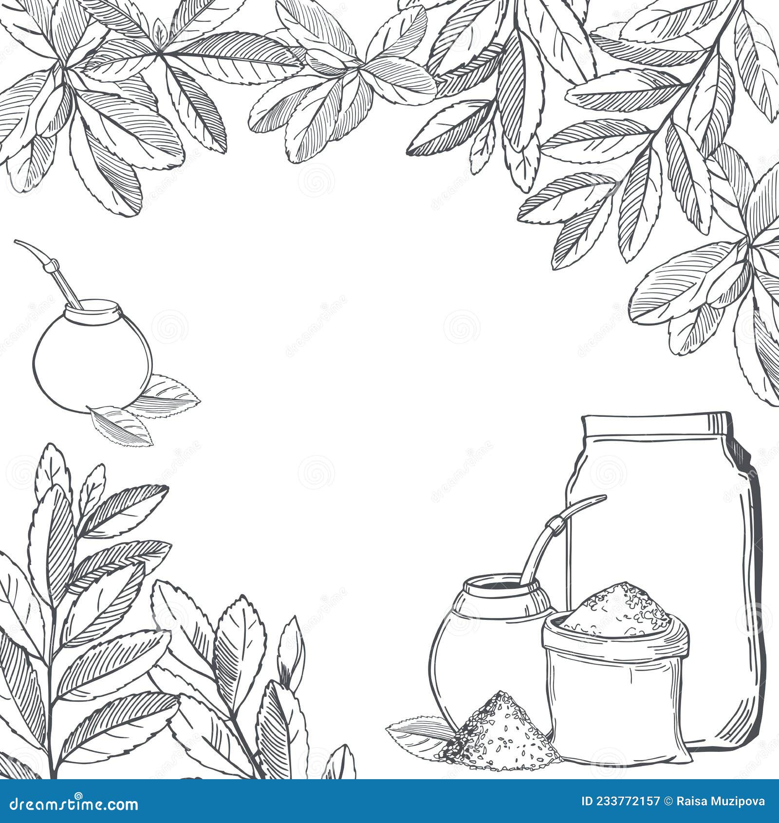 Yerba Mate Set. Vector Background Stock Vector - Illustration of ...