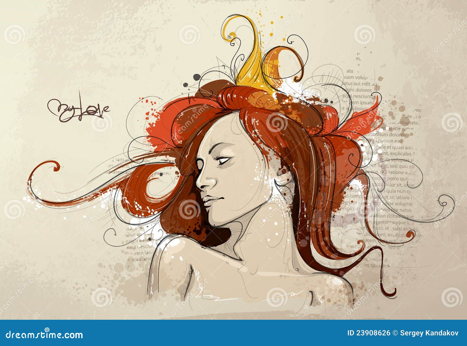 Hand drawn young lady stock vector. Illustration of vintage - 23908626