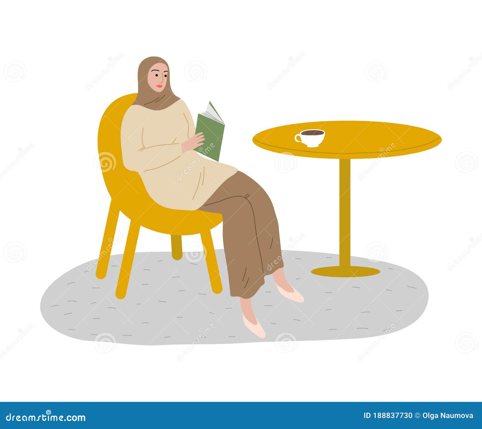 Young Muslim Woman In Hijab And Casual Clothing Reading Book Stock