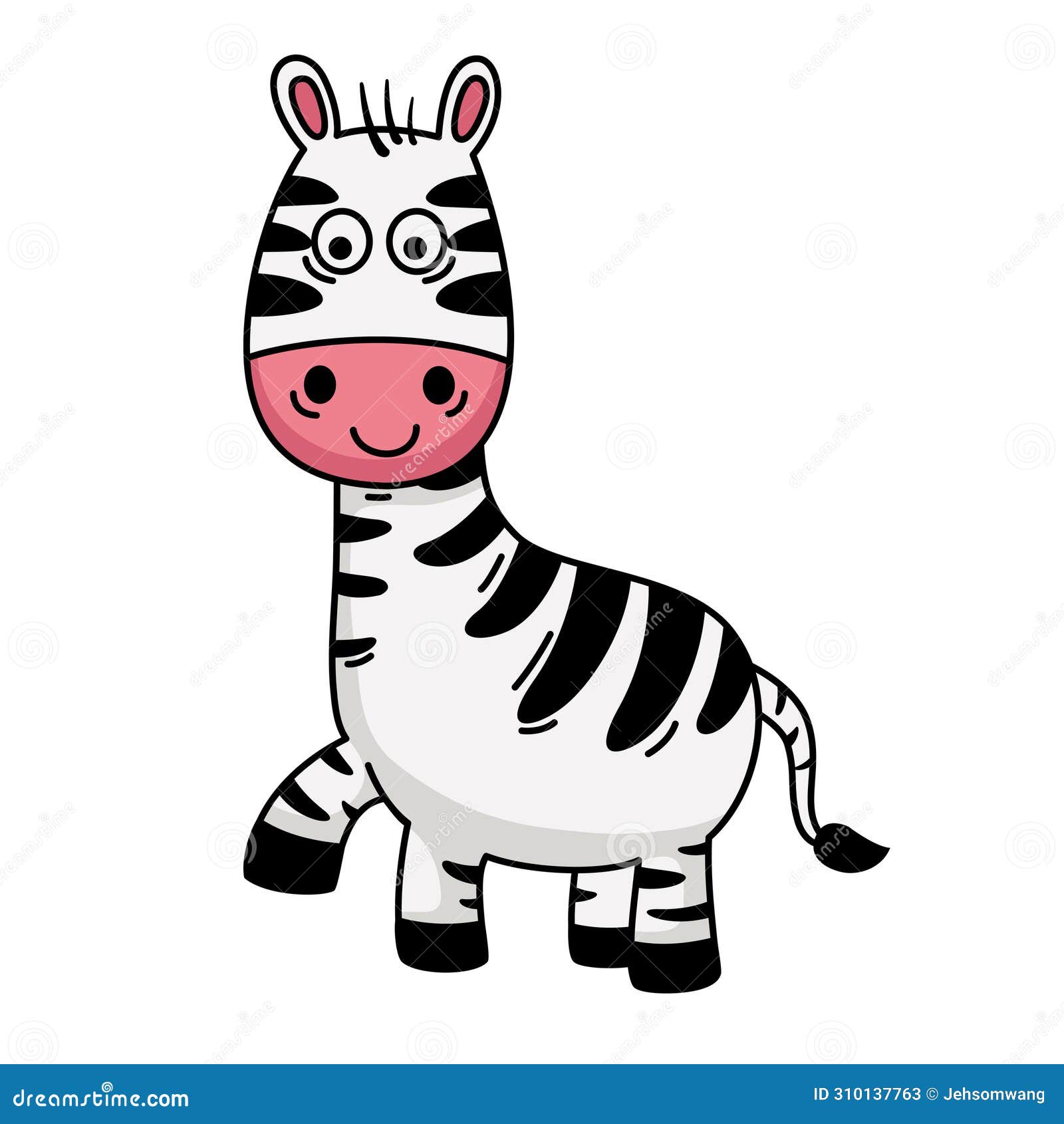 Hand Drawn Zebra Character Illustration Stock Vector - Illustration of ...