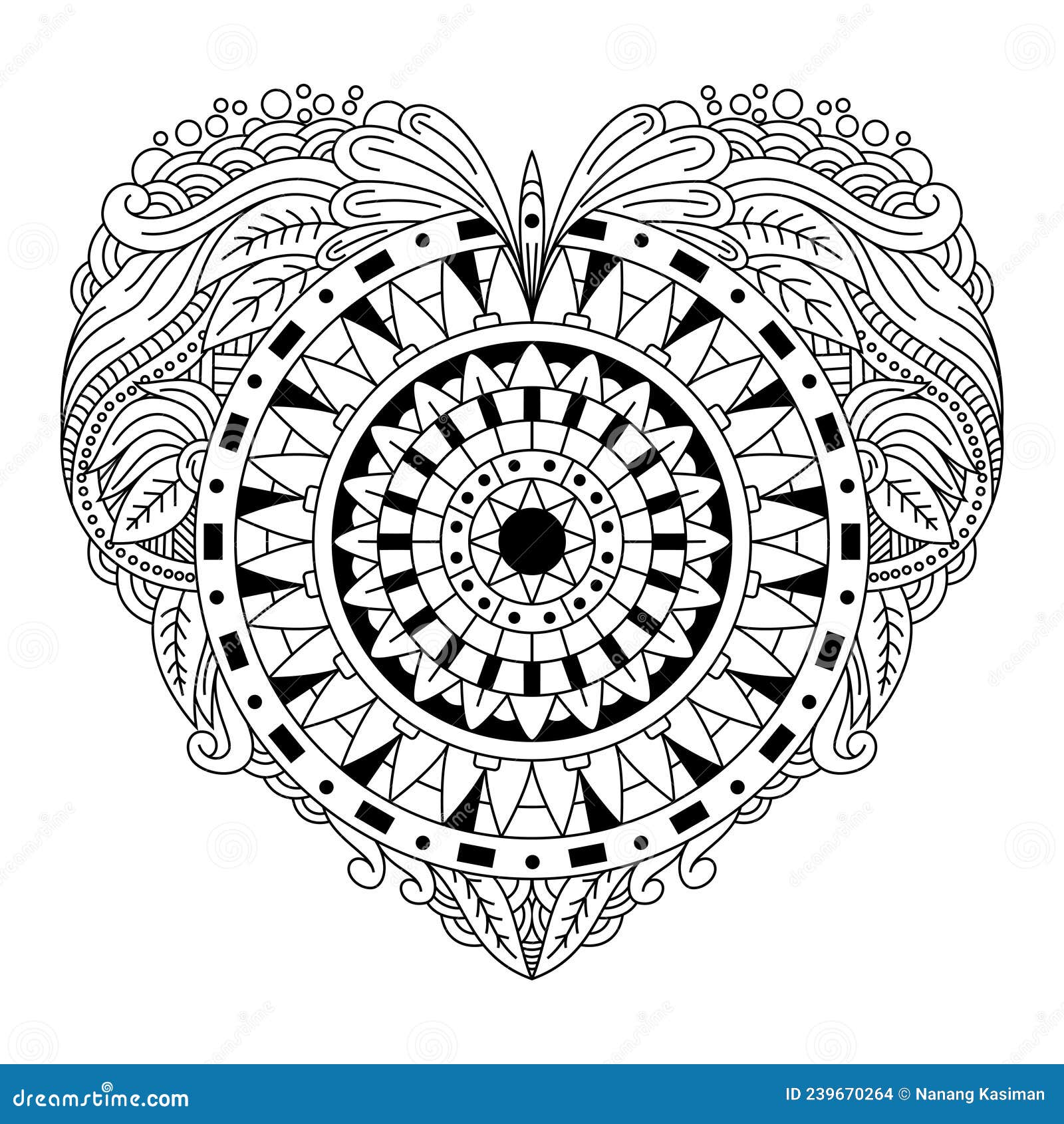 Hand drawn zentangle heart stock vector. Illustration of decor - 239670264