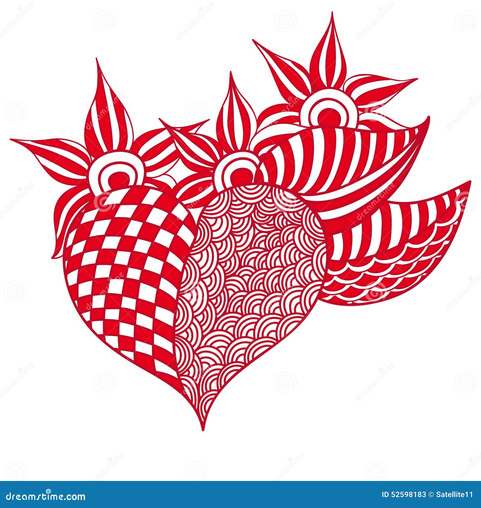 Hand Drawn Zentangle heart stock illustration. Illustration of ...