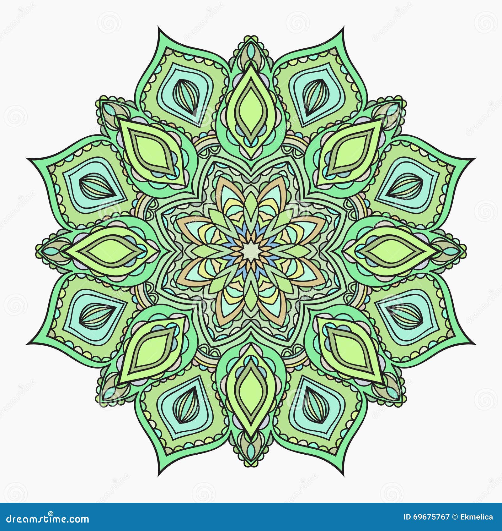 Hand Drawn Zentangle Lace Green Pattern. Stock Vector - Illustration of ...