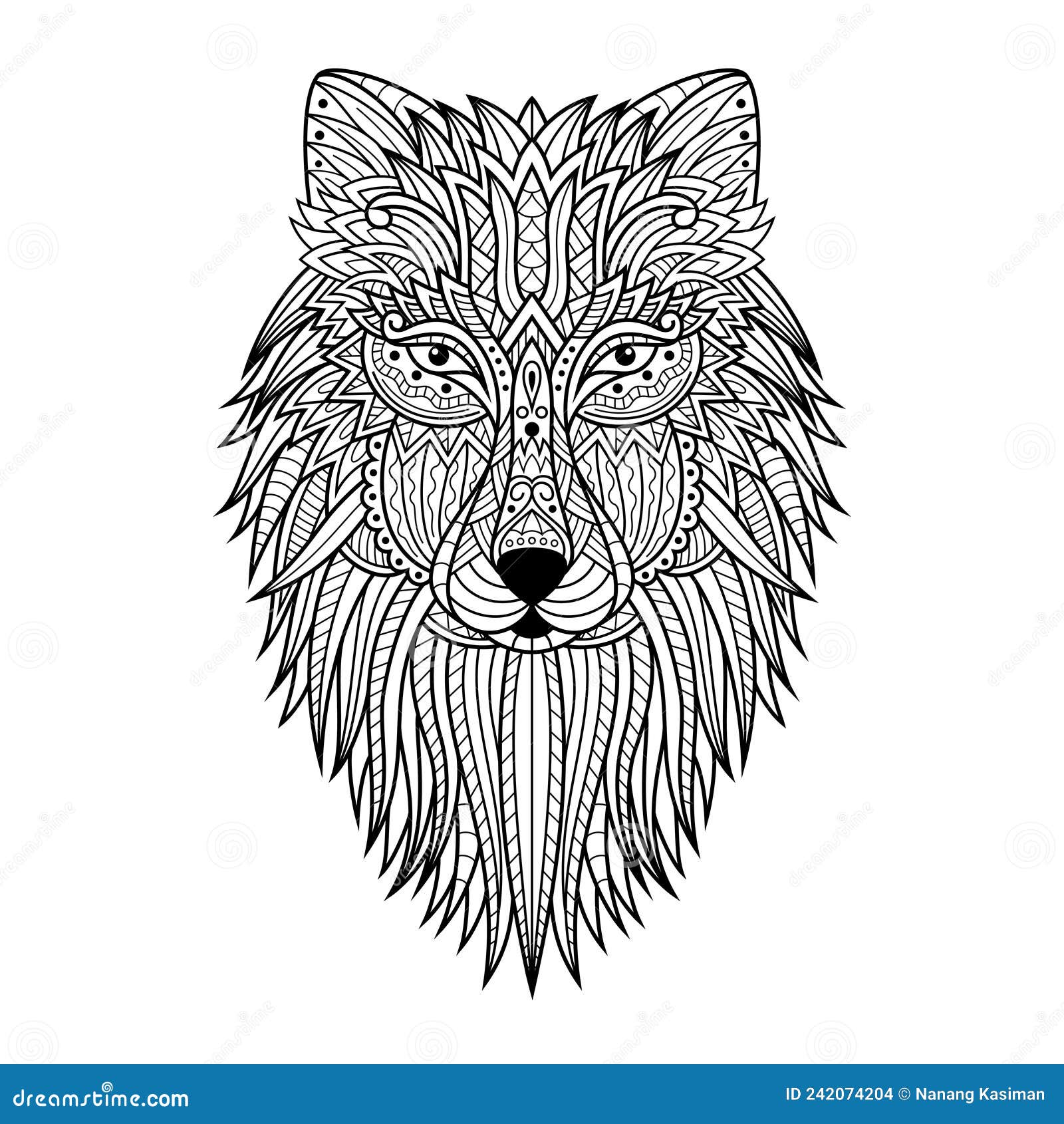 Zentangle Wolf Head With Guata Vector Illustration | CartoonDealer.com ...
