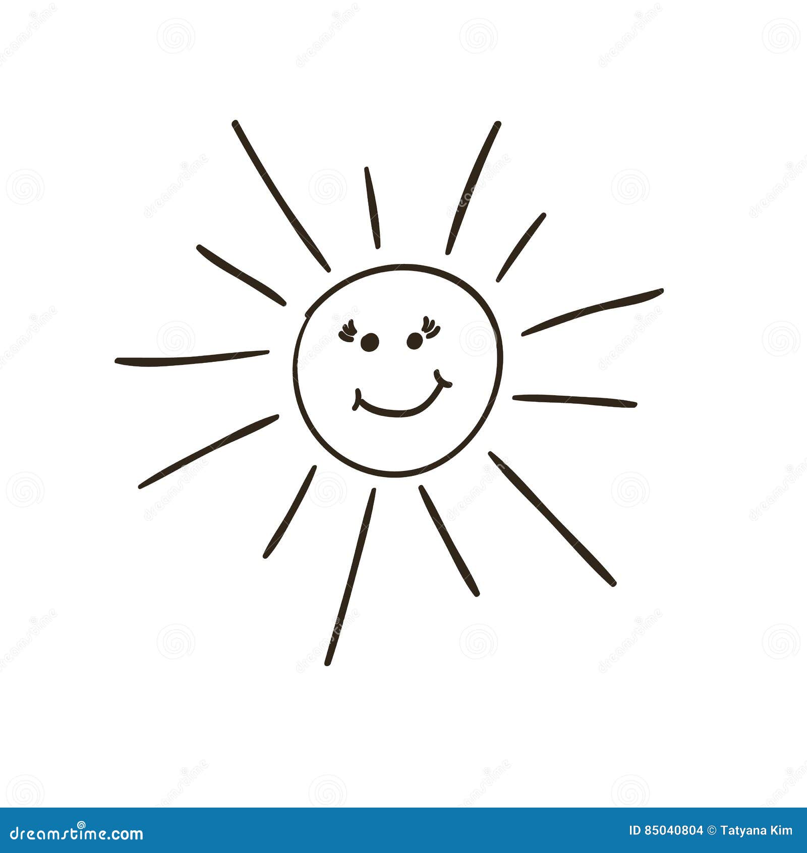 Hand-drawn zon Vector vector illustratie. Illustration of handgemaakt ...