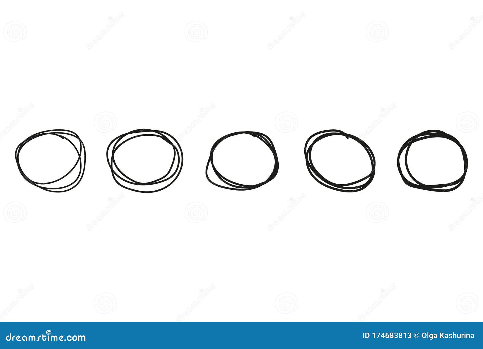 Hand Drawning Circle Line Sketch Set Stock Illustration - Illustration ...