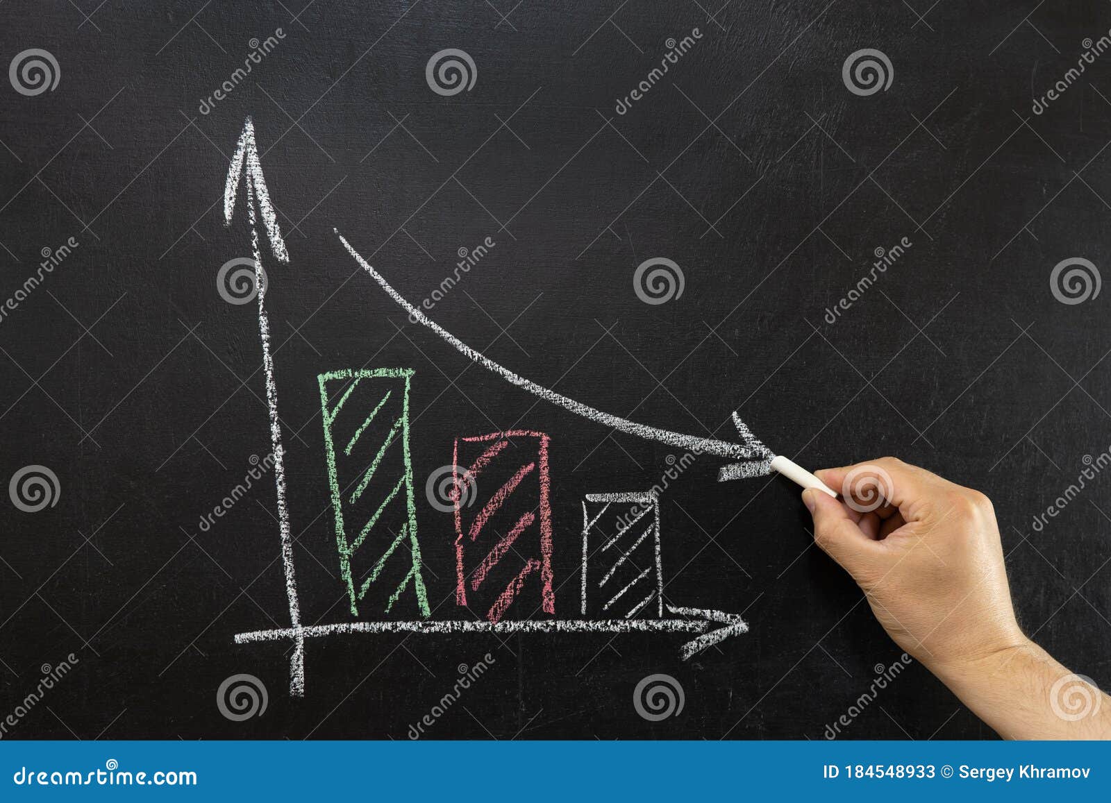 The Hand Draws a Business Graph with Falling Revenue Stock Image ...