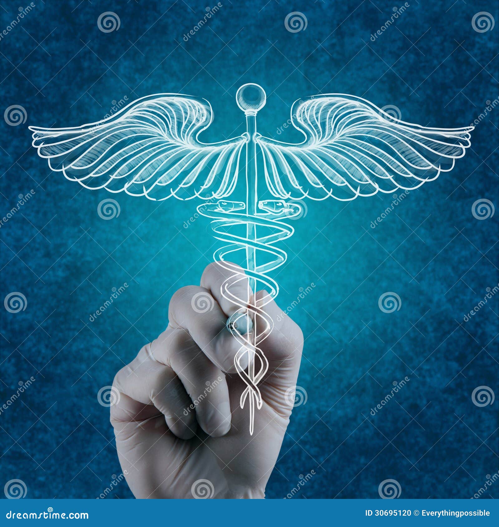 Hand Draws Caduceus on White Board Stock Photo - Image of instrument ...