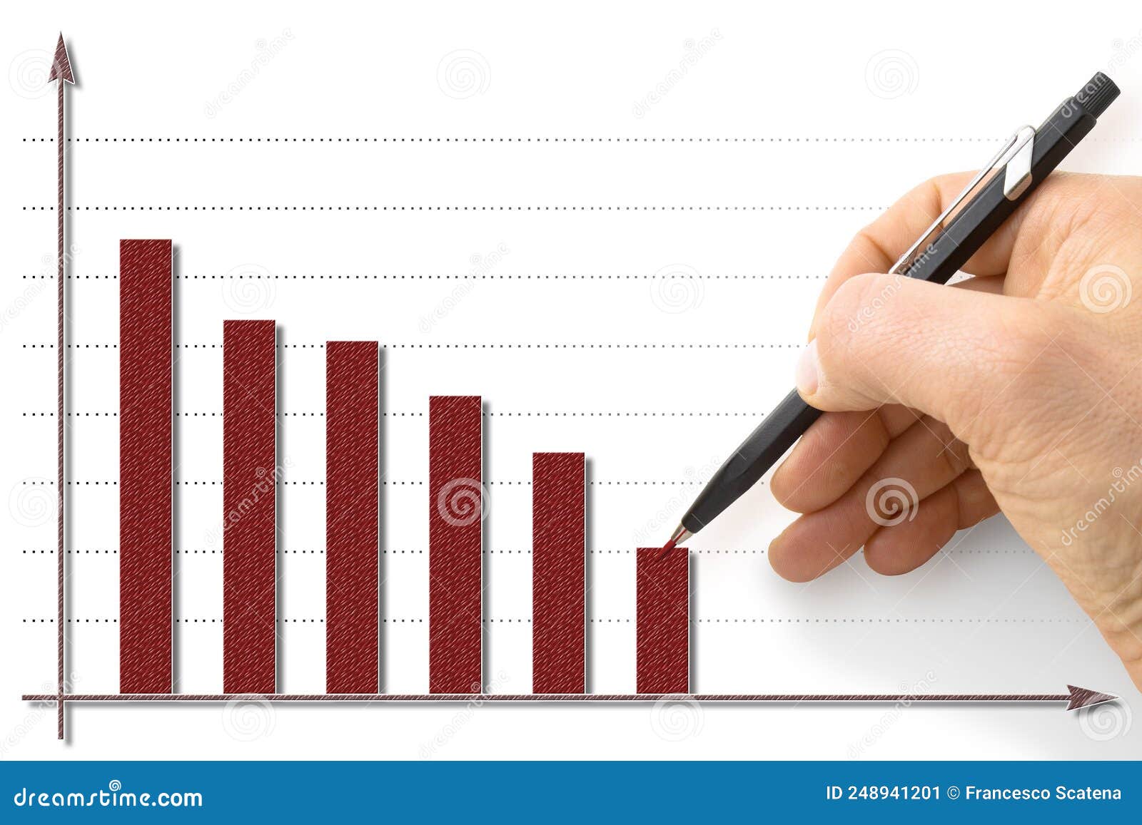Descending Graph Made Of Stacked Golden Coins Stock Image ...
