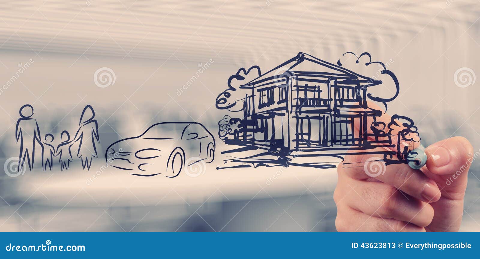 Hand Draws Planning Family Future Stock Image - Image of dreaming ...