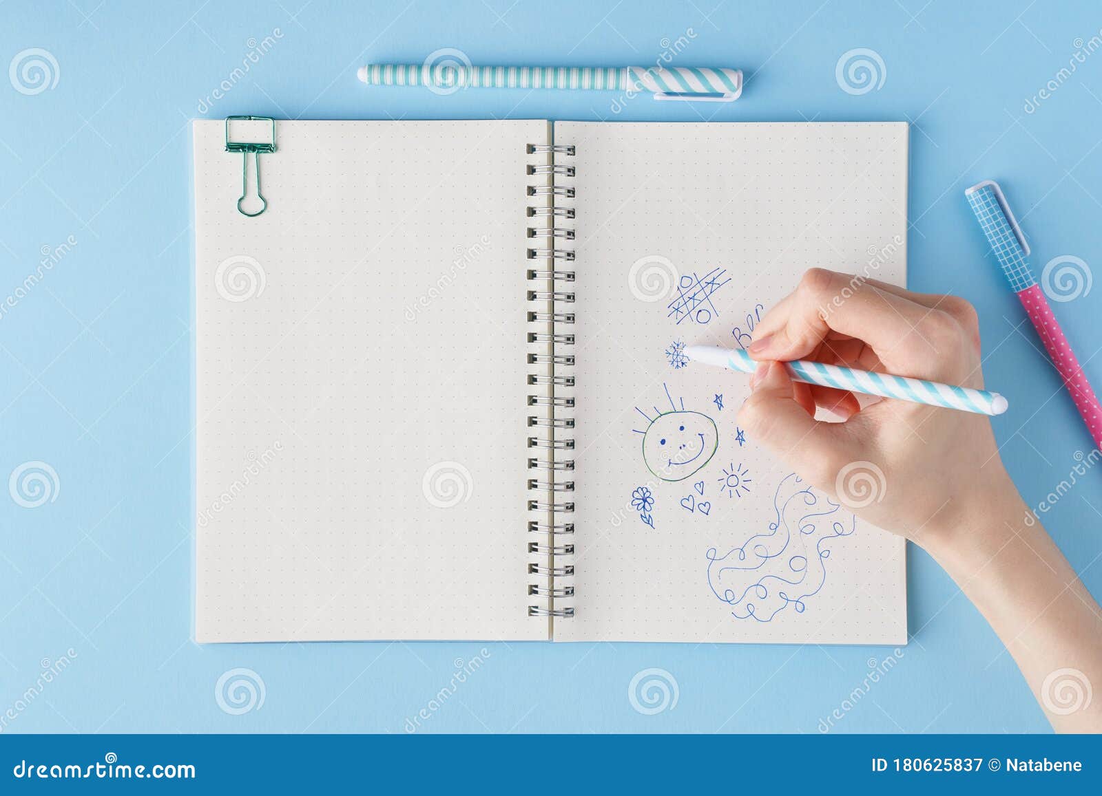 Hand Draws Scribble in a Notebook. Blank Notepad Page in Bullet Journal ...