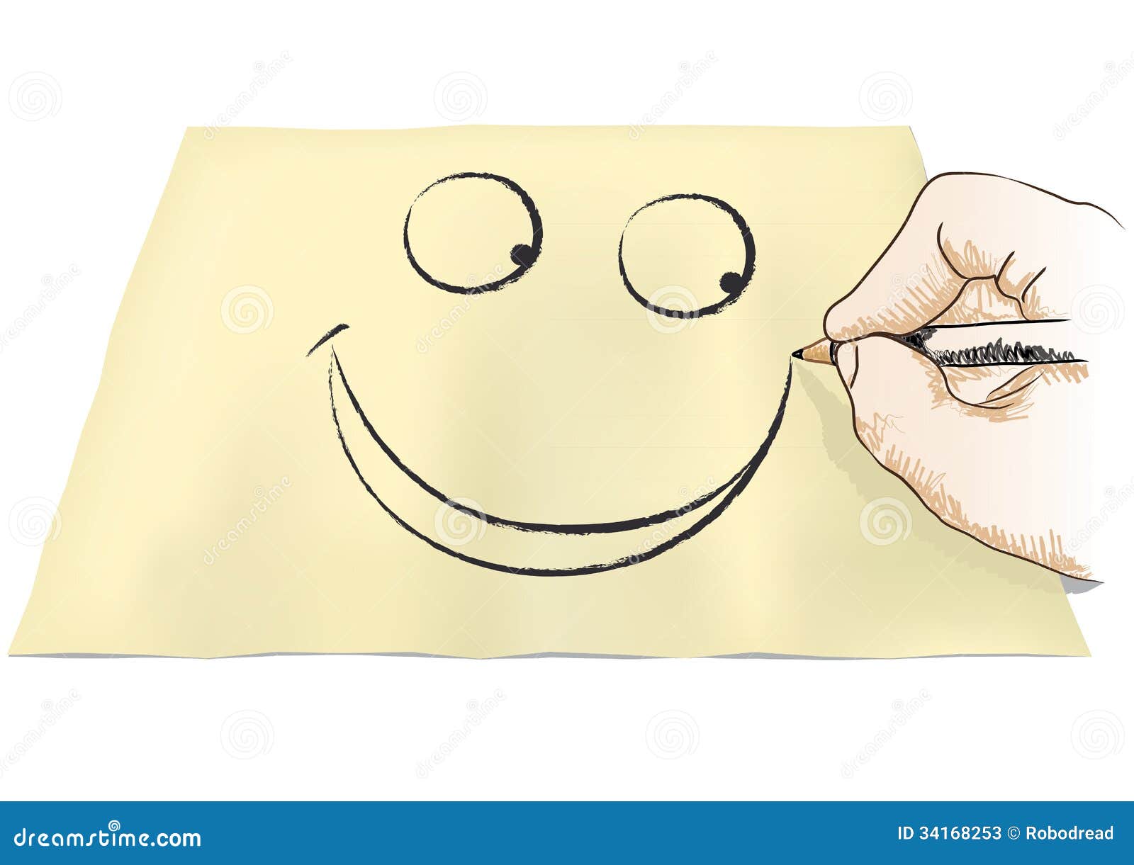 Hand that draws a smile stock vector. Illustration of isolated - 34168253